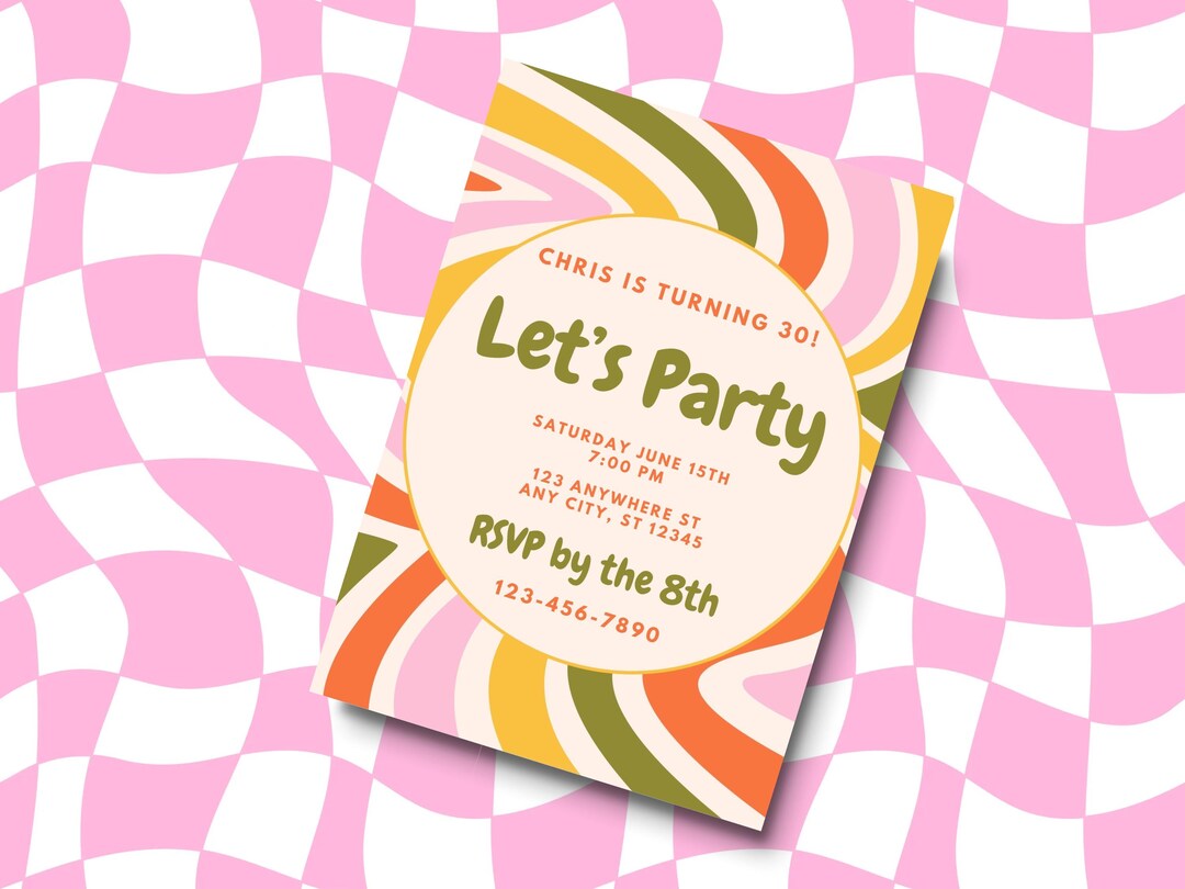 70s Retro Party Invitation Template: Groovy Boho Evite (canva, Instant ...
