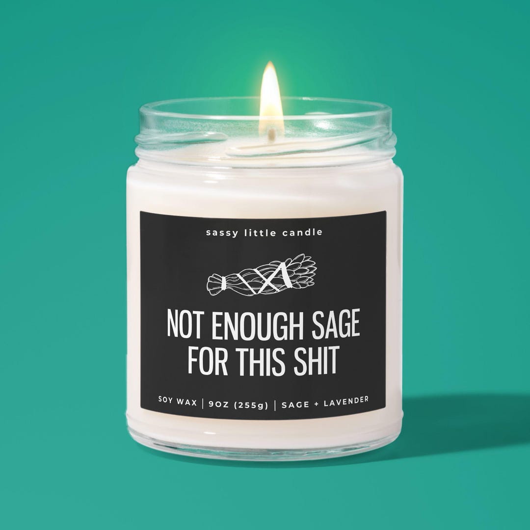 Not Enough Sage Witchy Candle, Burning Sage Smudging Candle Funny ...
