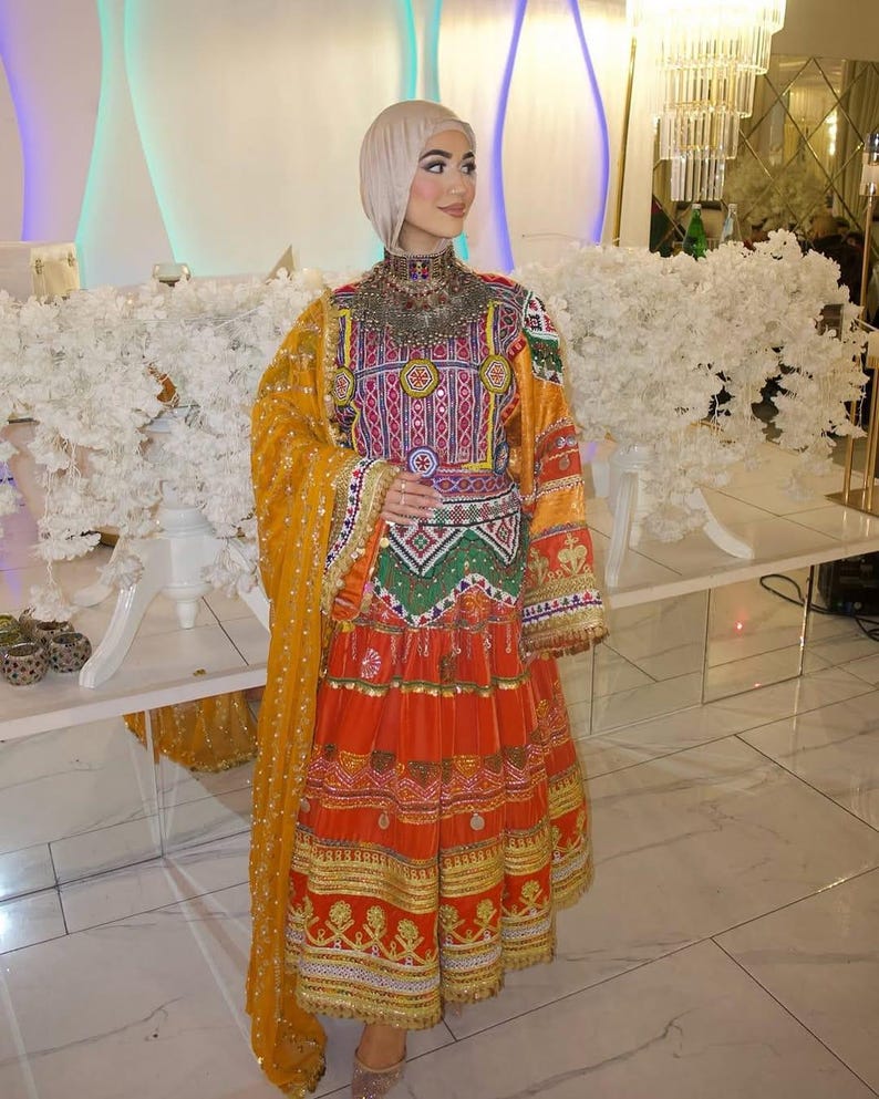 Vibrant Afghan Traditional Dress for Women | Embroidered Kuchi Attire ...
