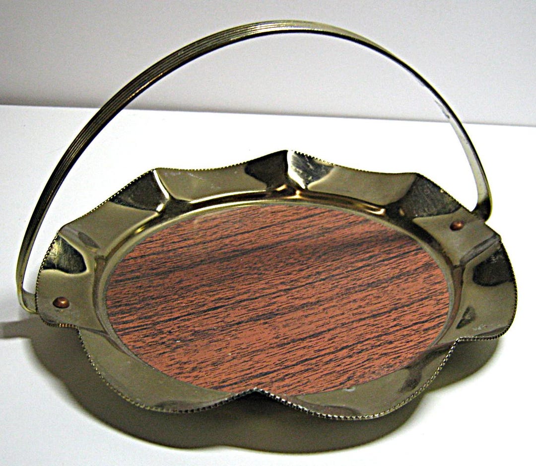Vintage - Brass & Wood Grain Laminate Tray - 1970's - Etsy