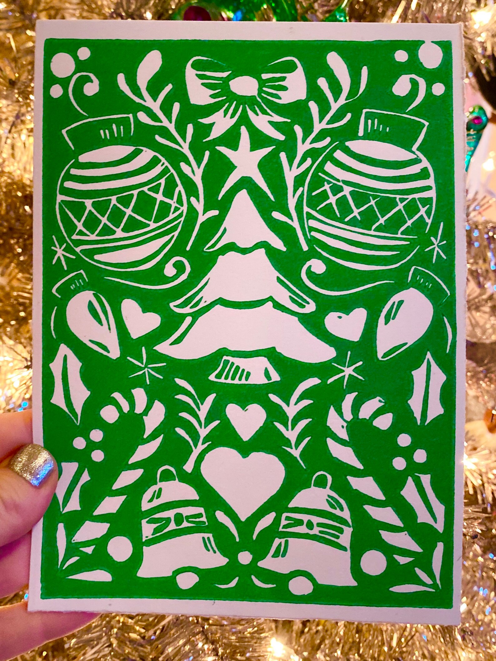 Holiday Linocut Print Block Print Christmas Tree Christmas | Etsy