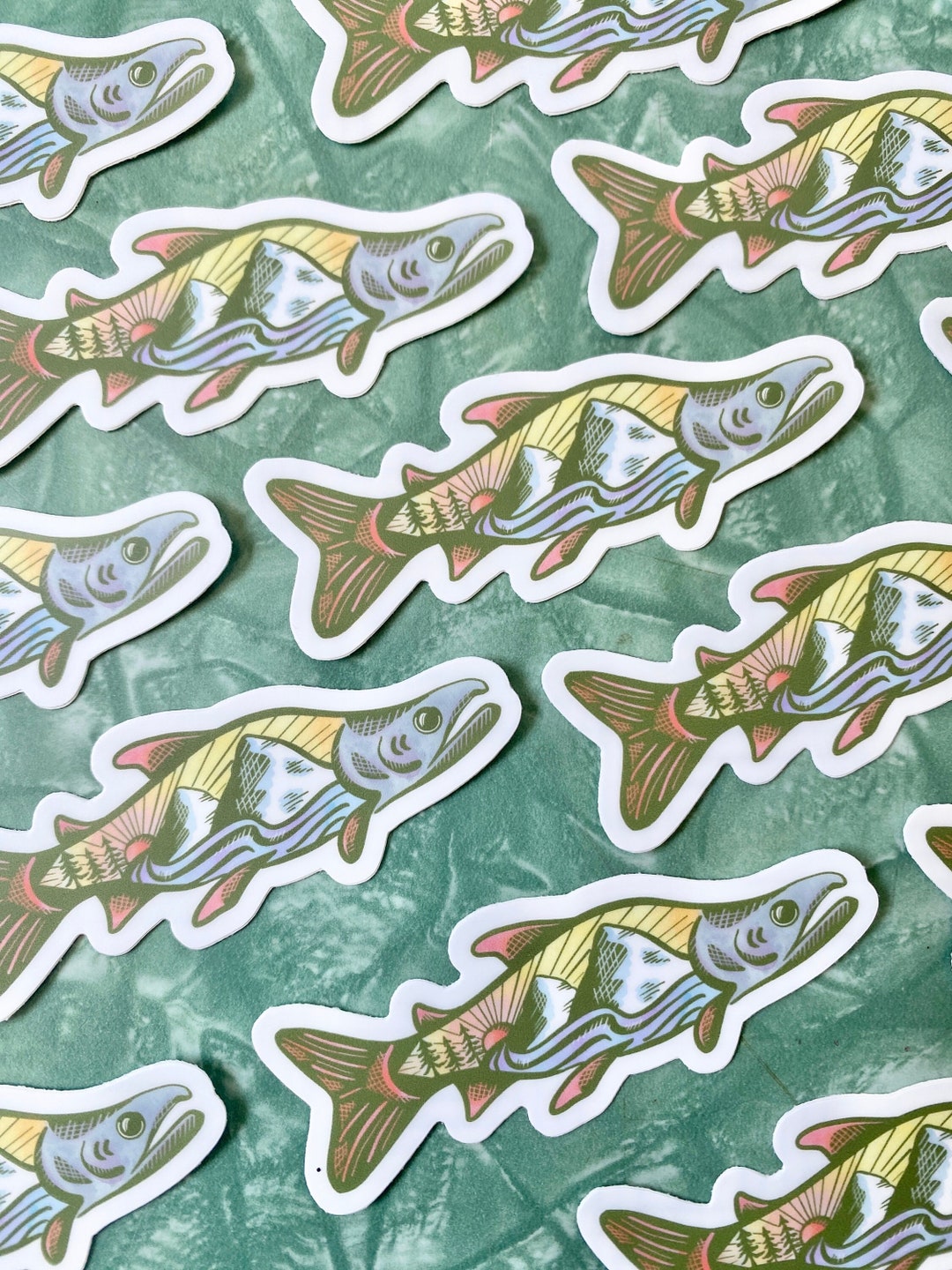 Salmon Sticker, Pacific Northwest Sticker, King Salmon, Pink Salmon ...