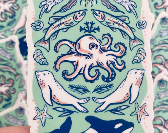 Sea Animal Sticker, Puget Sound, Otter, Orca Sticker, Killer Whale ...
