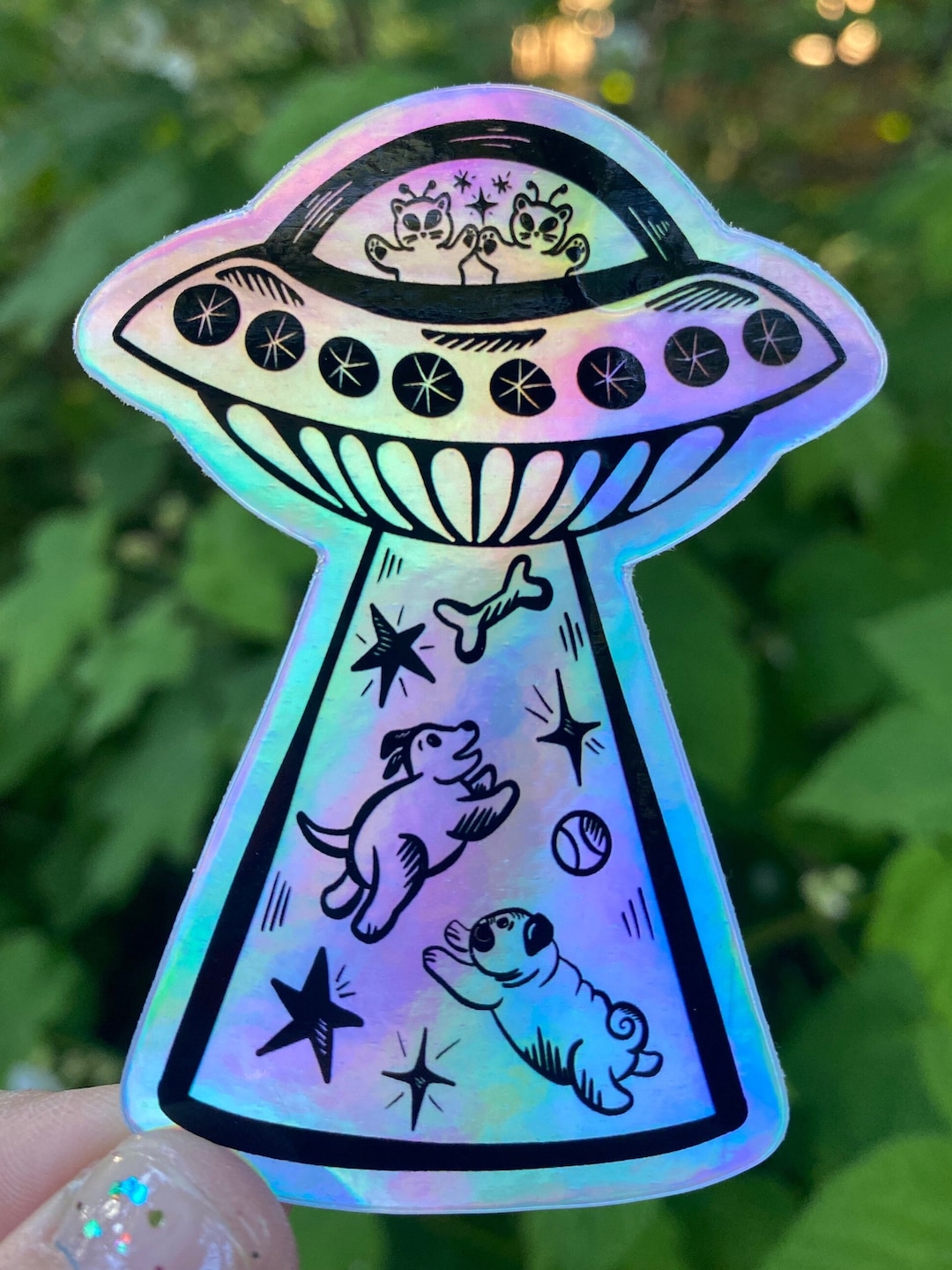 Alien Sticker, UFO Sticker, Cat Alien, Funny Alien, Spaceship Sticker ...