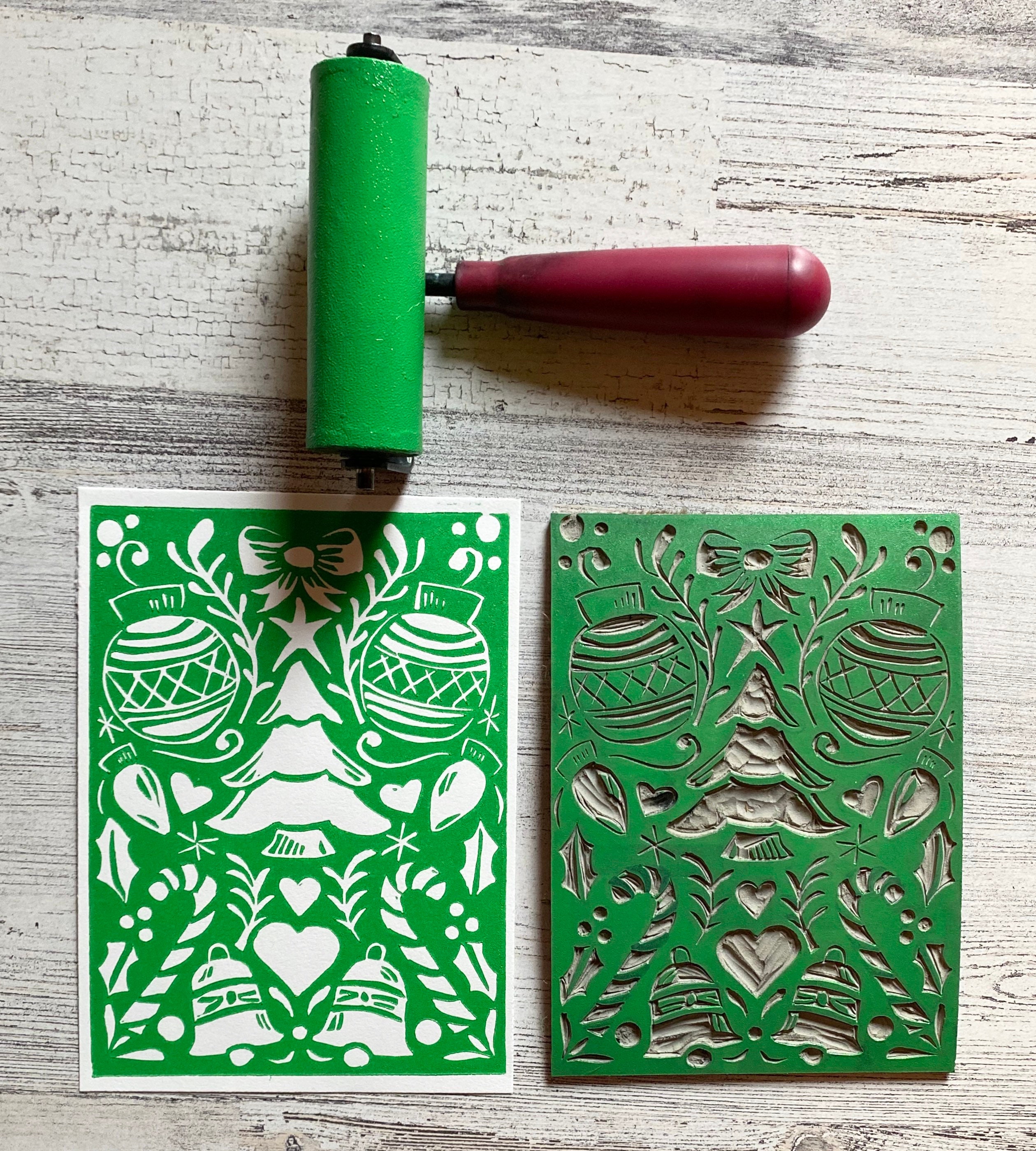 Holiday Linocut Print Block Print Christmas Tree Christmas | Etsy