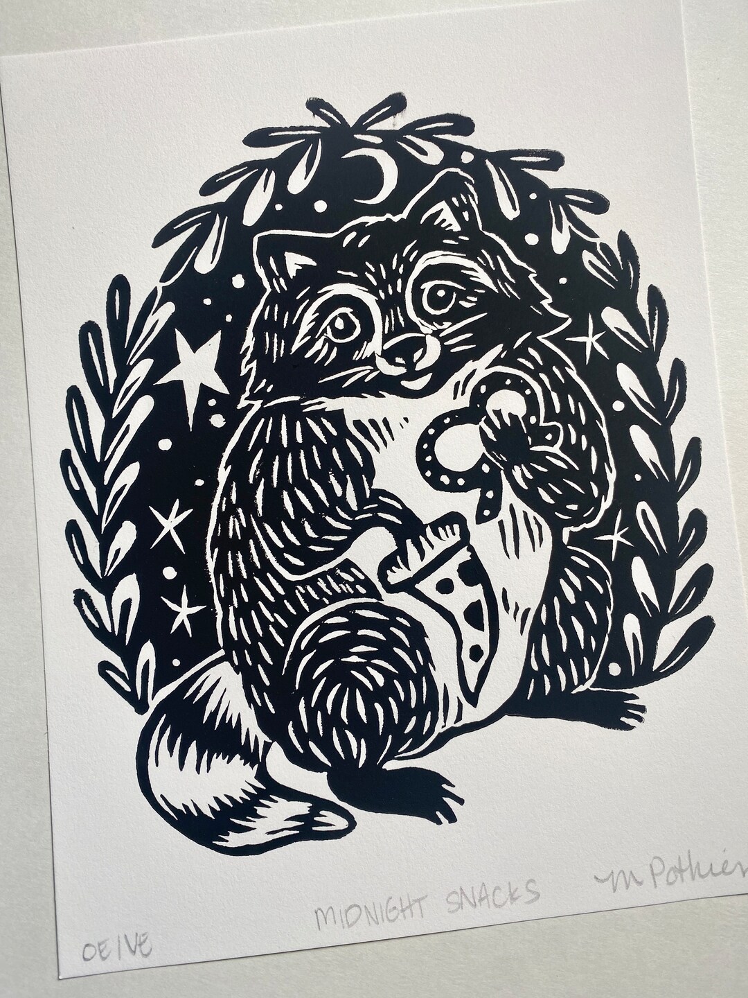 Raccoon Print, Cute Raccoon, Raccoon Linocut, Trash Panda, Raccoon ...