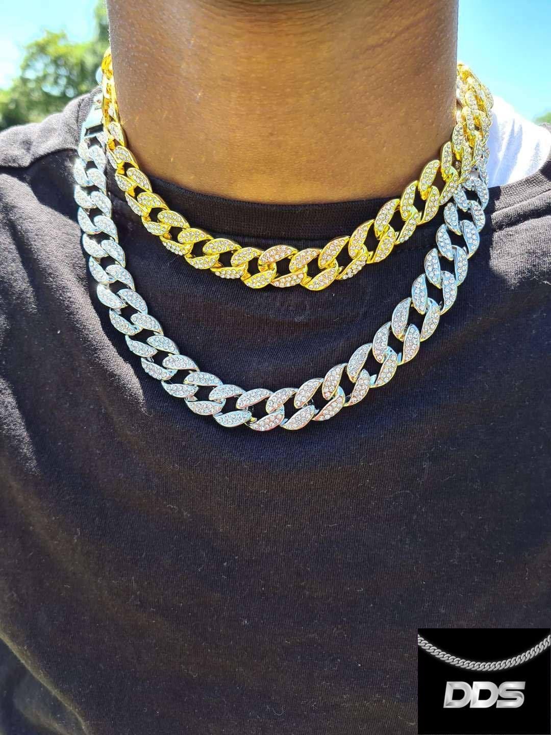 Gold/silver Color Cuban Chain 16/18/20/22/24 Inch (5 Sizes) Hip-hop Rap ...