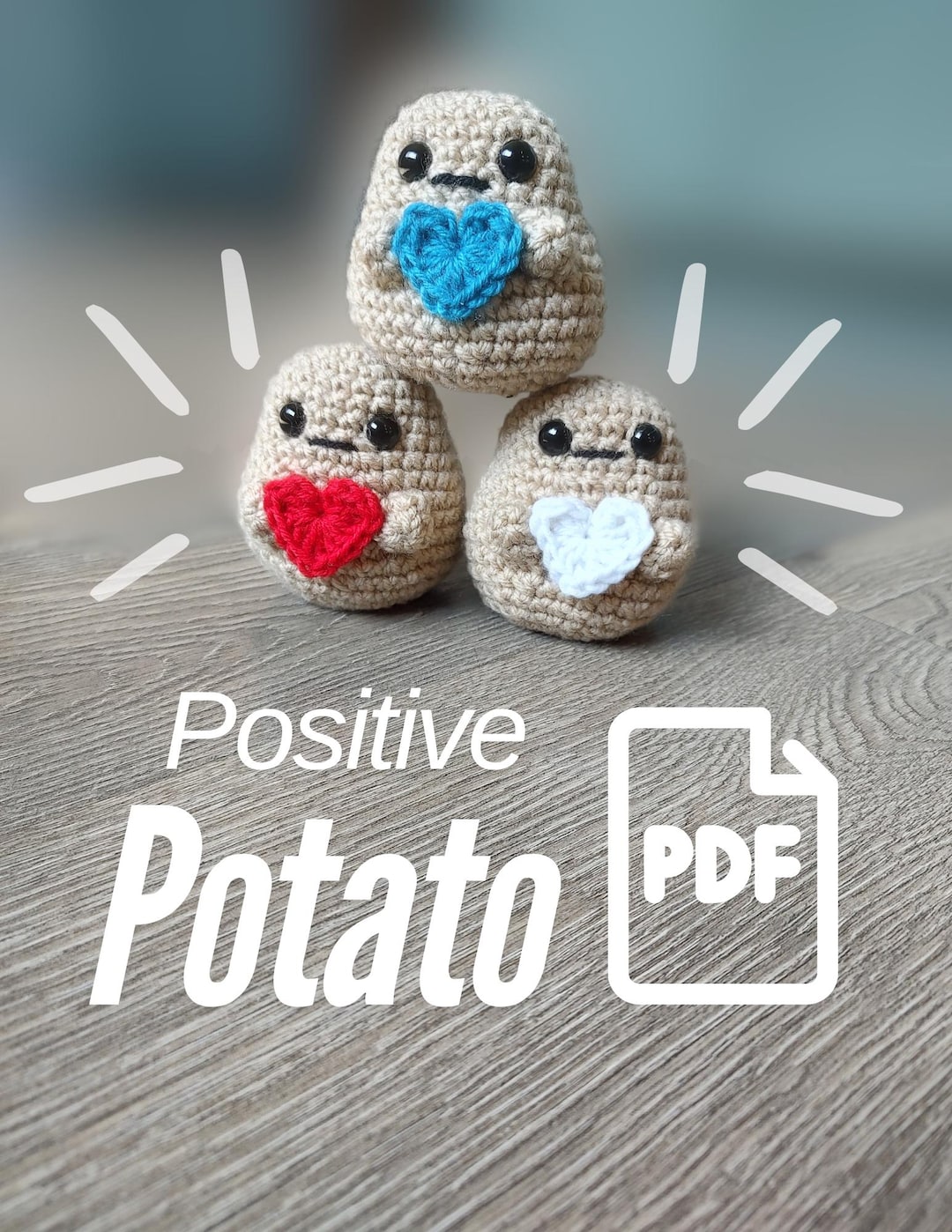 Crochet Positive Potato Pattern: Amigurumi Plushie With Heart (PDF ...