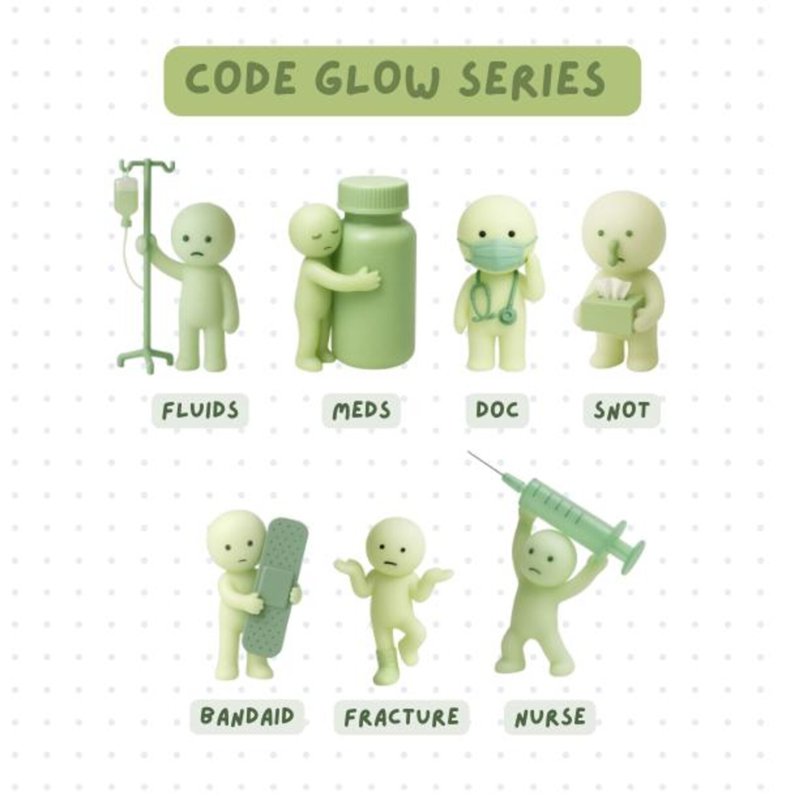 Healthcare Smiski-inspired "code Glow" Sticker Sheet - Etsy