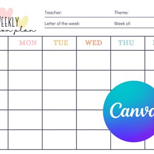 Daycare Lesson Plan Template - Etsy