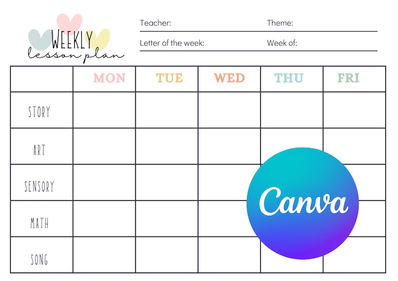 Daycare Lesson Plan Template - Etsy