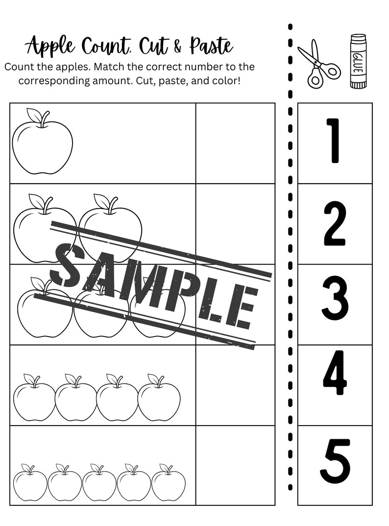 Printable Apple Themed Preschool Math Activities With FREE Worksheet - Etsy