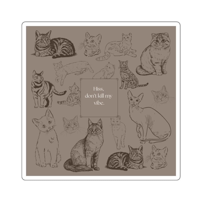 Cat-themed Square Stickers, Cute Cats Stickers, Laptop Decals, Pet ...