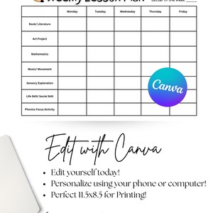 Daycare Lesson Plan Template - Etsy
