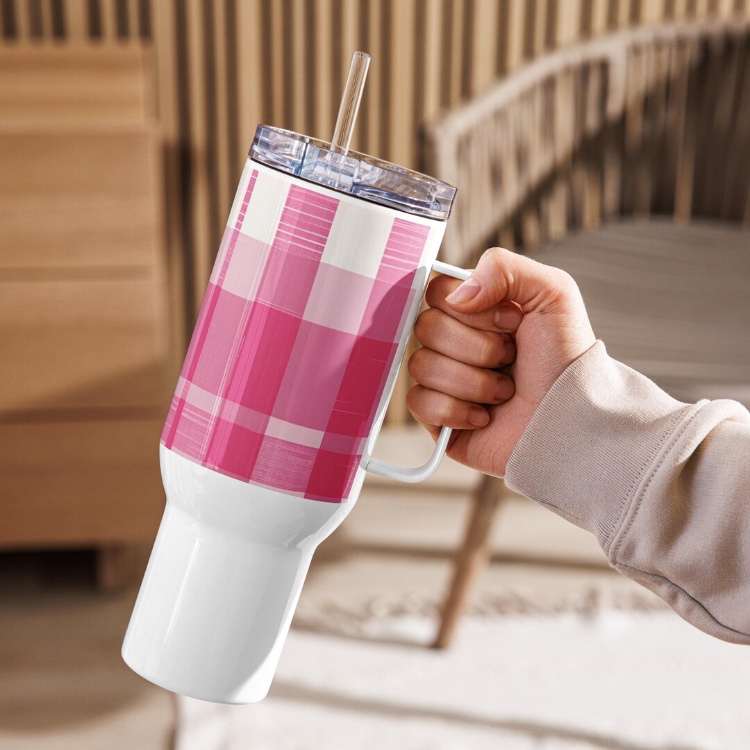 Gingham Travel Cup for Office Drink Holder Stainless Steel Water Bottle ...