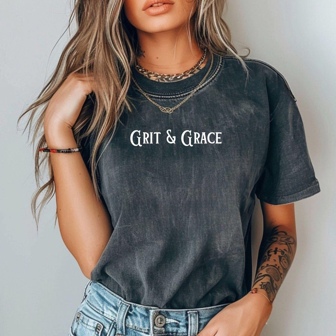 Western Style Grit & Grace Garment-dyed T-shirt, Cowboy Tee, Rodeo ...