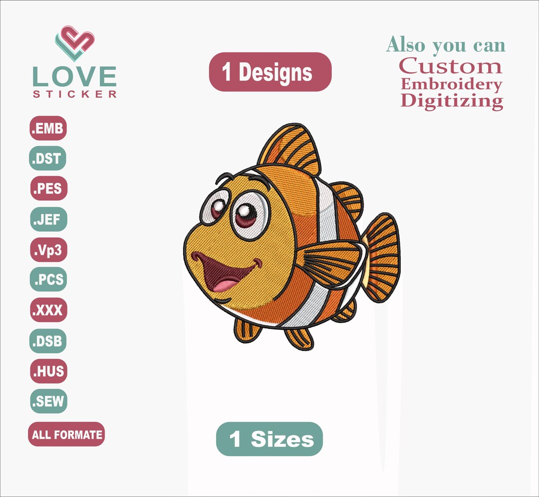 Fish Embroidery Design, Clownfish Pattern (digital Download) - Etsy