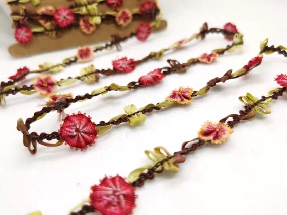 2 Yards Woven Rococo Ribbon Trim With Rose Flower - Etsy