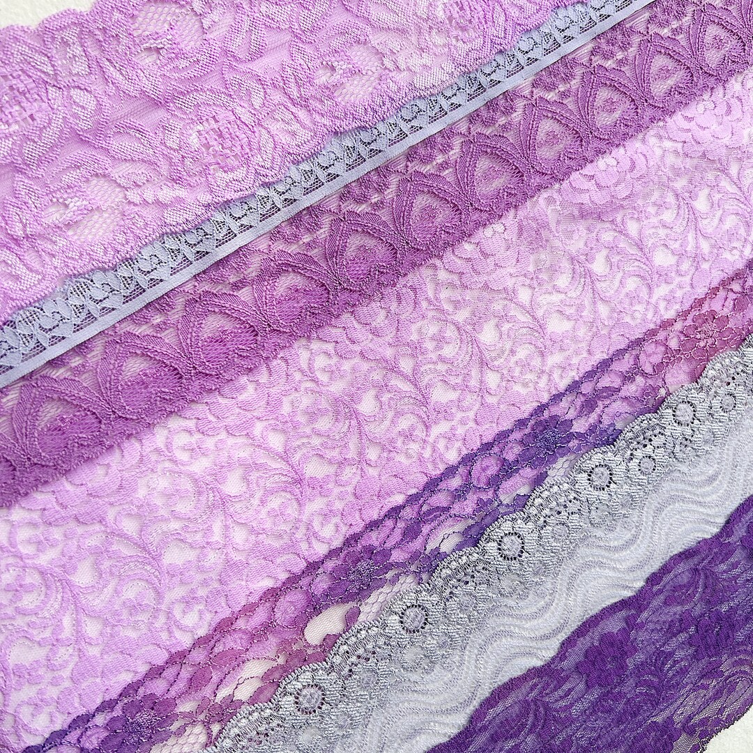 10 Yards Random PURPLE Lace Trim, Scrap Bundle, Wide Lace, Narrow Lace ...