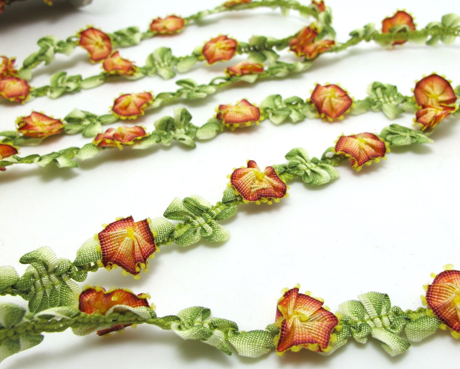 2 Yards Woven Rococo Ribbon Trim With Rose Flower | Etsy