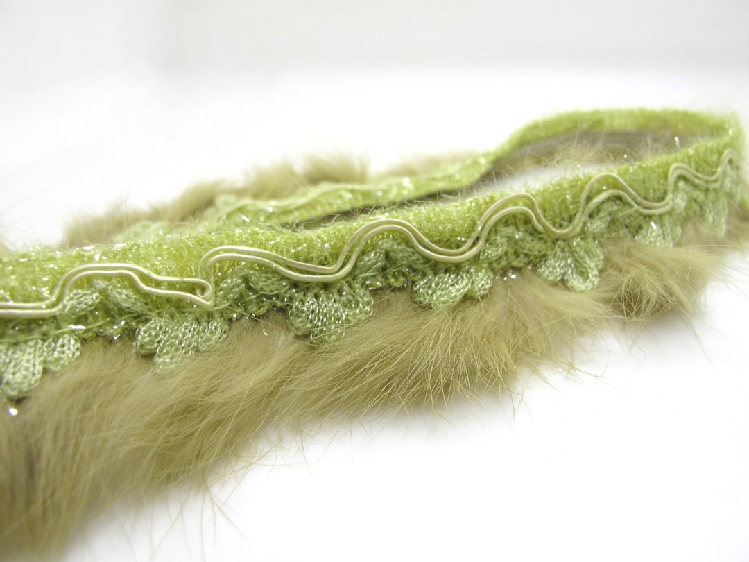 2 Yards 1 3/8 Inches Green Rabbit Fur Lace|woven Chenille Trim ...
