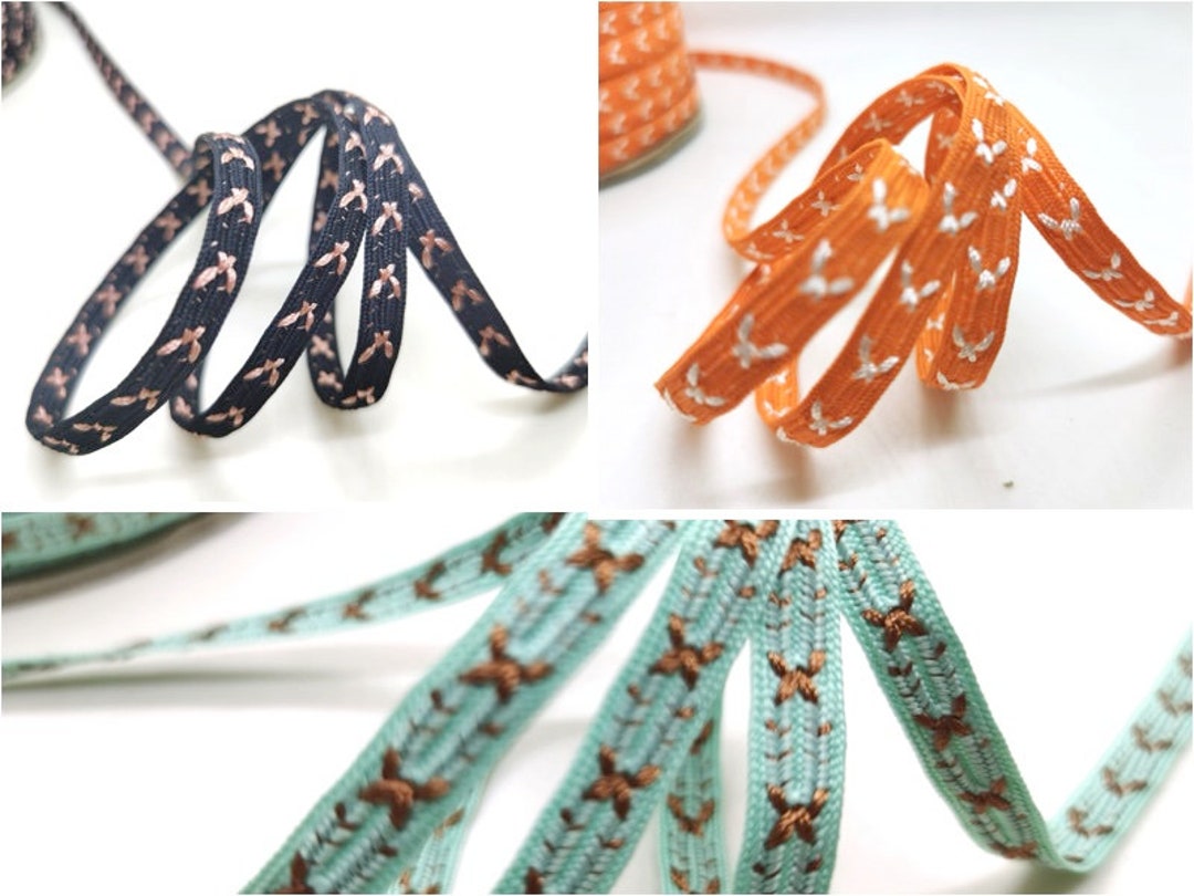 5 Yards 8mm Narrow Embroidered Ribbon Geometric Woven Trim Border ...