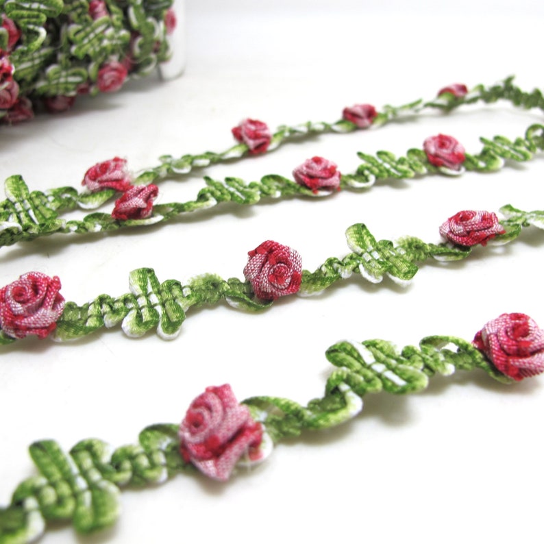 2 Yards Woven Rococo Ribbon Trim With Rose Flower | Etsy