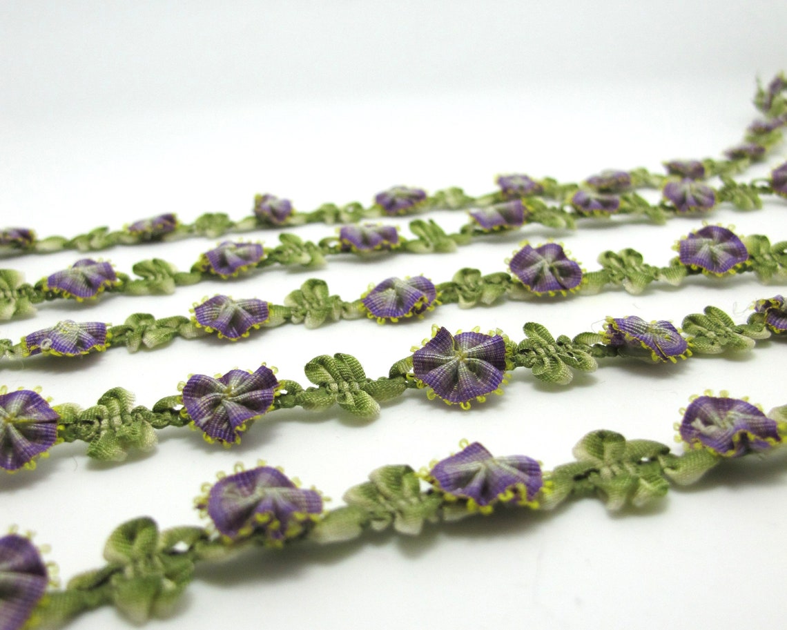 2 Yards Woven Rococo Ribbon Trim With Rose Flower - Etsy
