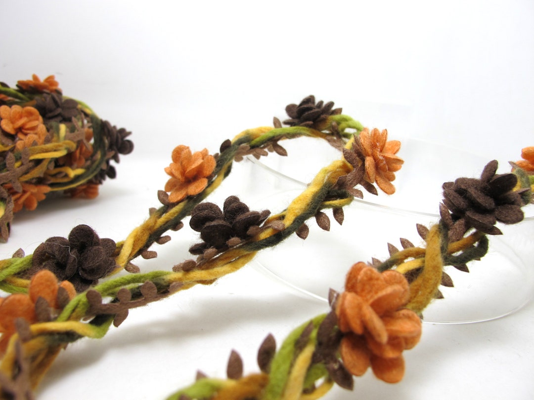 3/4 Inch Brown Braided Felt Trim With Felt Flower|headband Trim|sewing ...