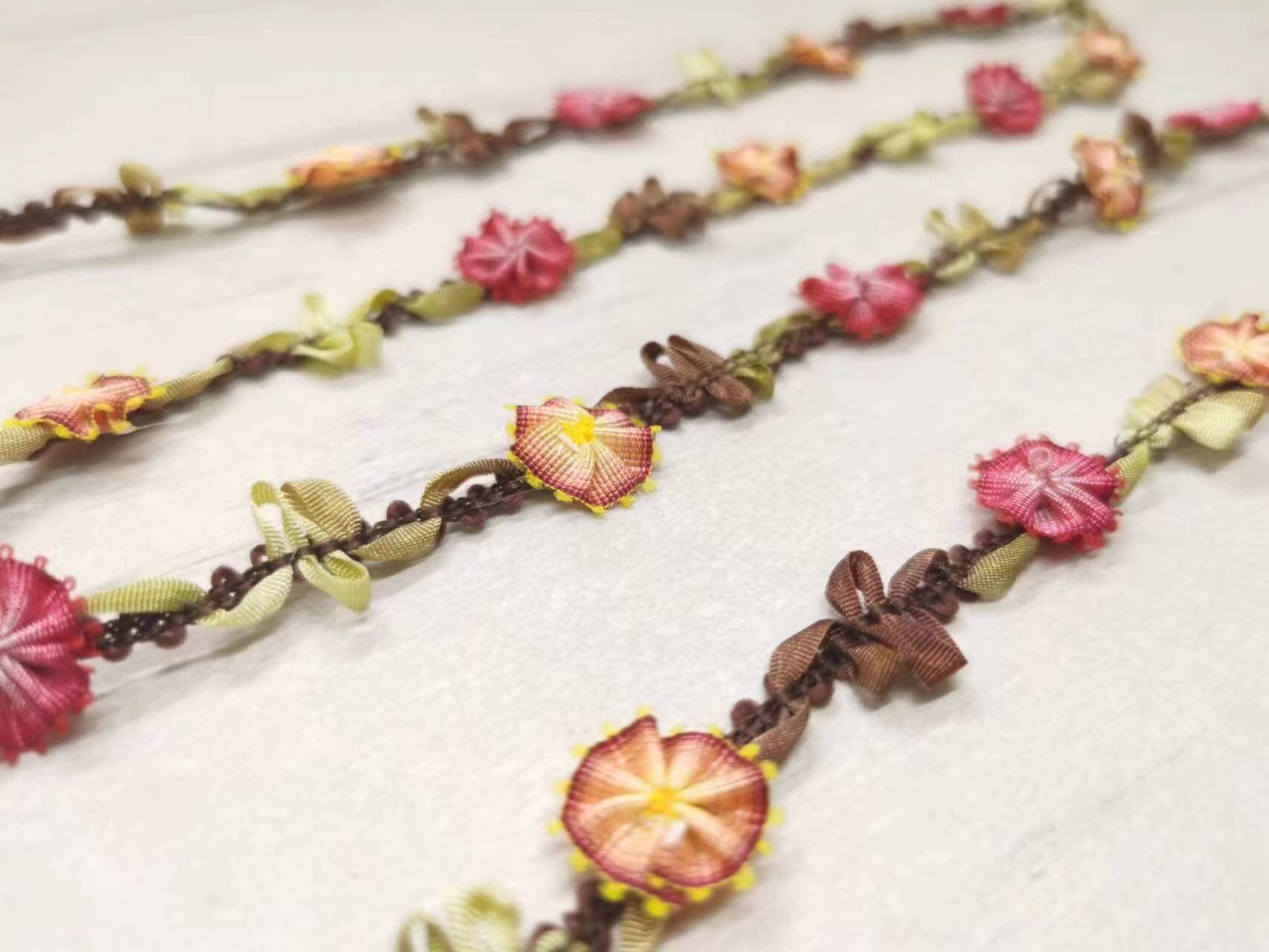 2 Yards Woven Rococo Ribbon Trim With Rose Flower - Etsy