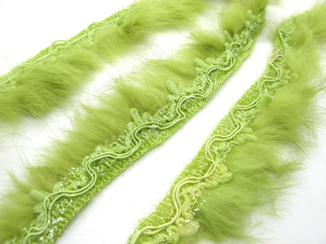 2 Yards 1 3/8 Inches Green Rabbit Fur Lacewoven Chenille - Etsy