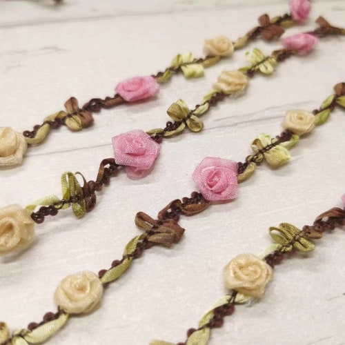 2 Yards Woven Rococo Ribbon Trim With Rose Flower - Etsy