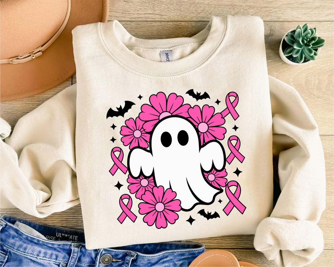 Breast Cancer Ghost Svg Png, Pink Ribbon Ghost Shirt Design, Awareness ...