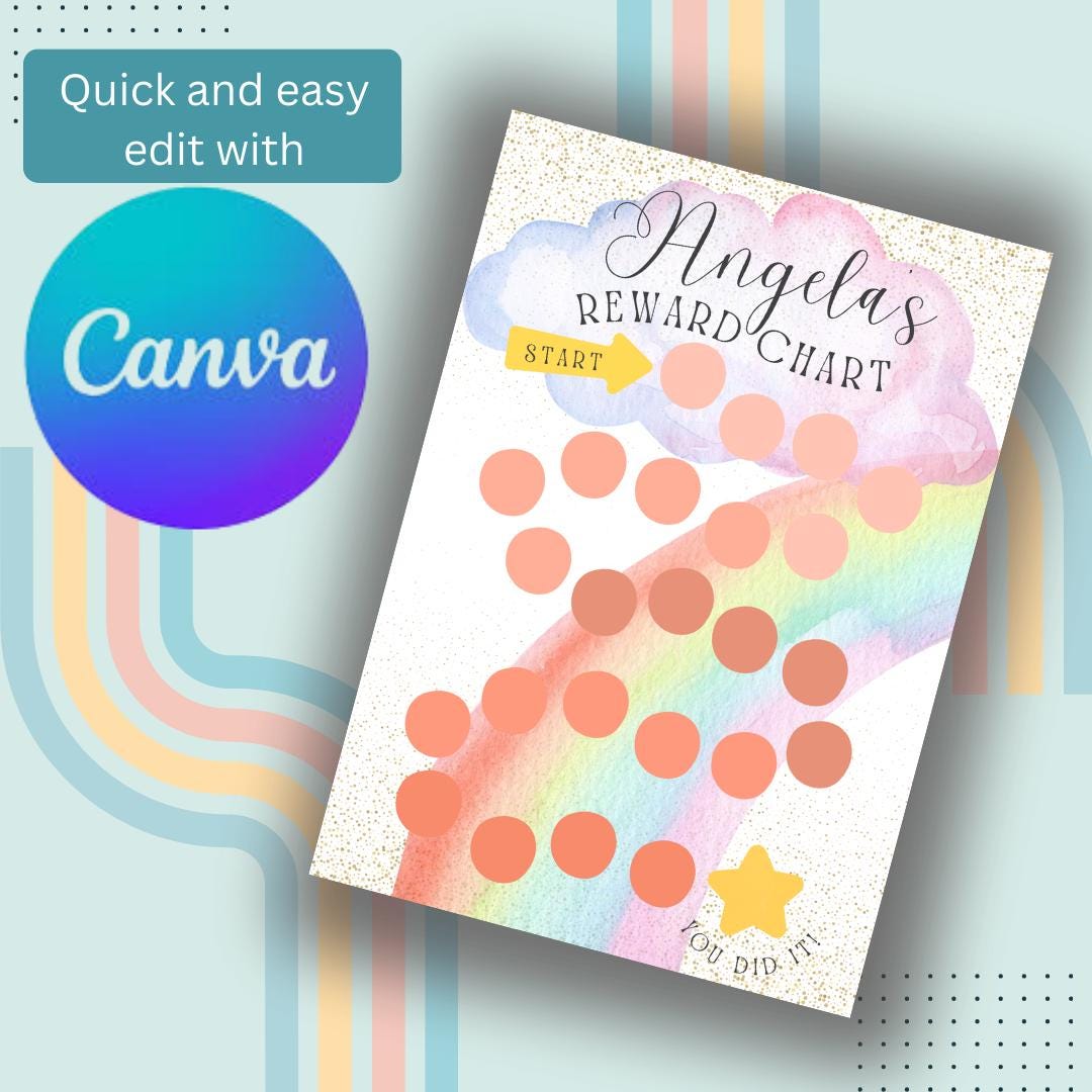 Editable Girls Reward Chart | Instant Download | Canva Template ...