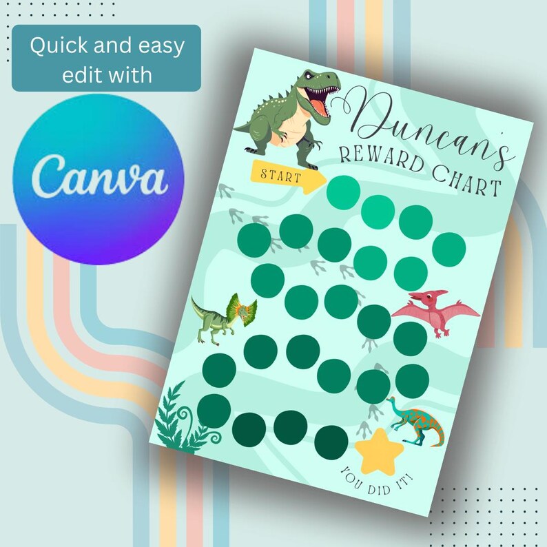 Editable Boys Reward Chart | Instant Download | Canva Template ...