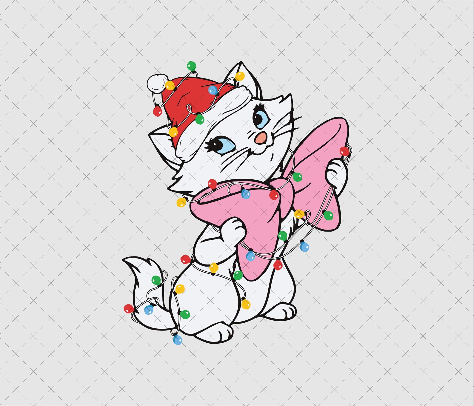 Gata navideña con luces SVG PNG (Descarga digital) - Etsy México