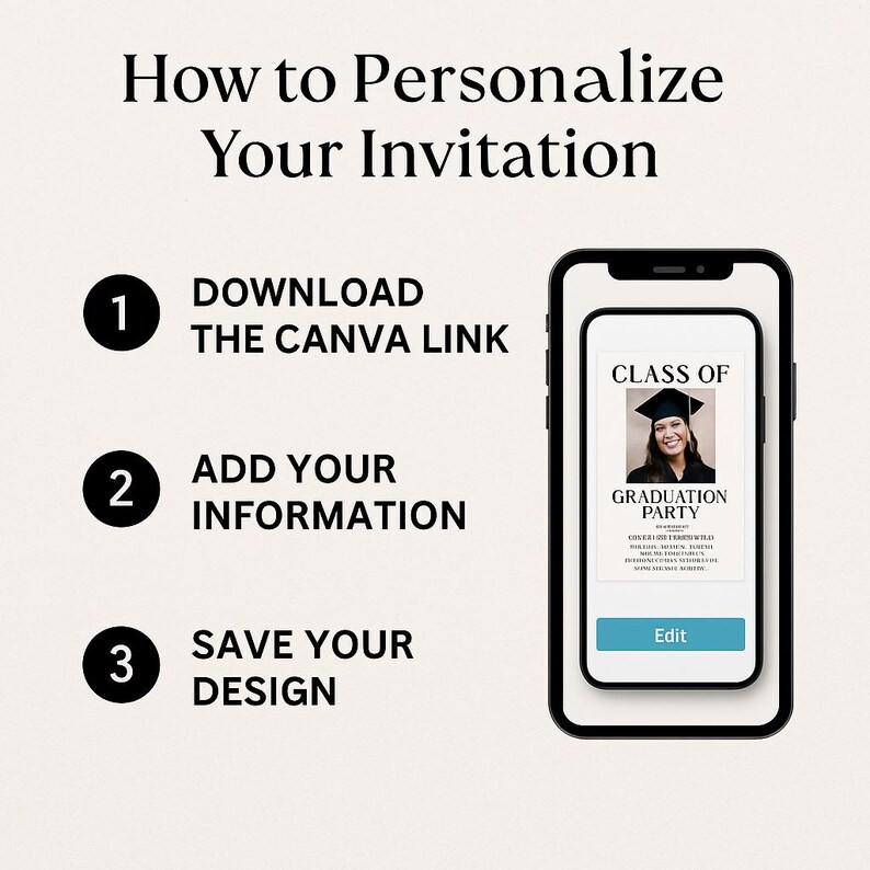 Editable Graduation Invitation Template | Class of 2025 | Printable ...