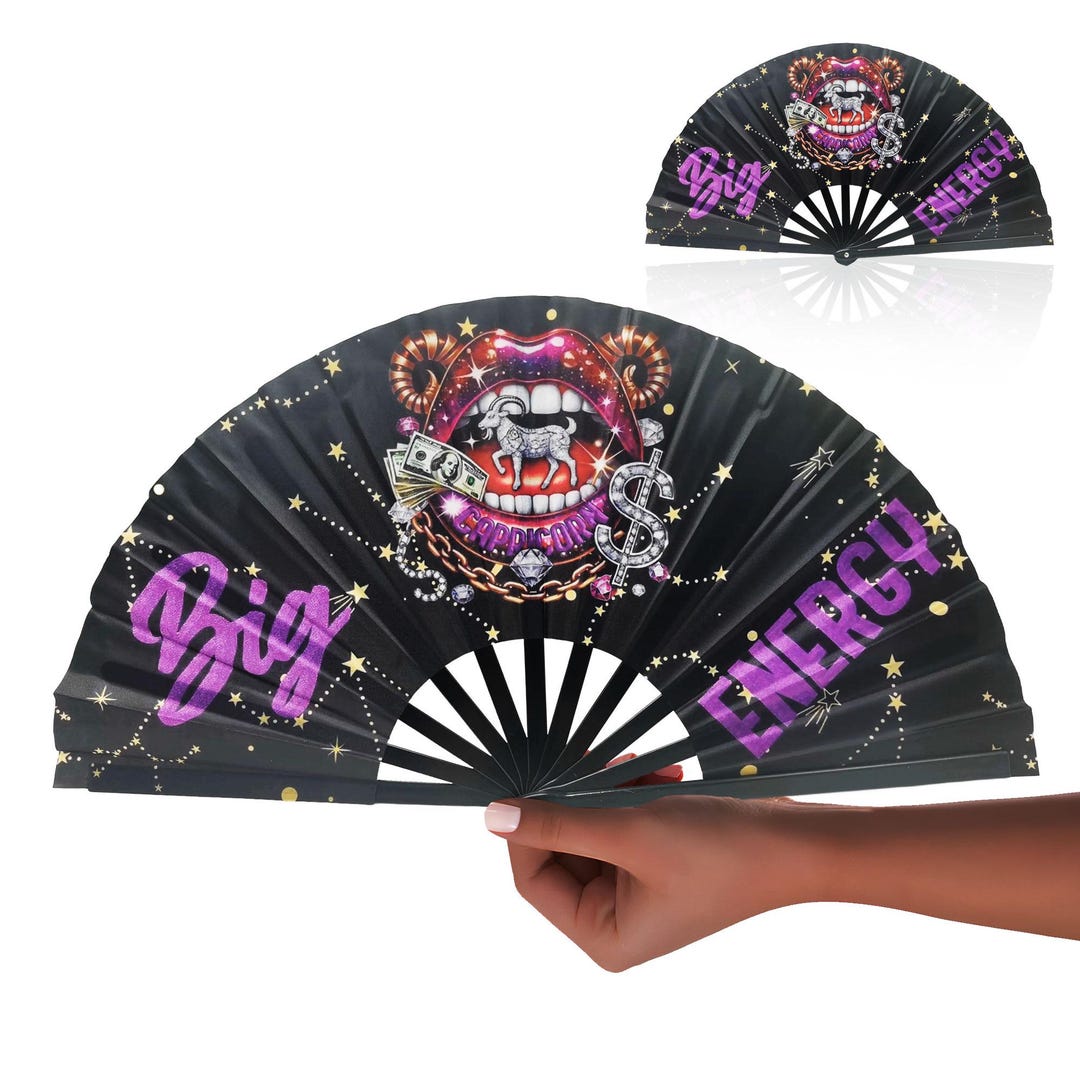 Capricorn Zodiac Clack Fan – Big Energy Glam Folding Fan | Sparkly ...