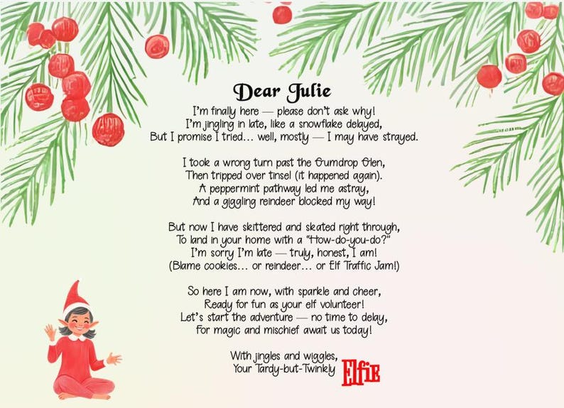 Editable* Elf on the Shelf Returns, Welcome Back Letter (girl Elf ...