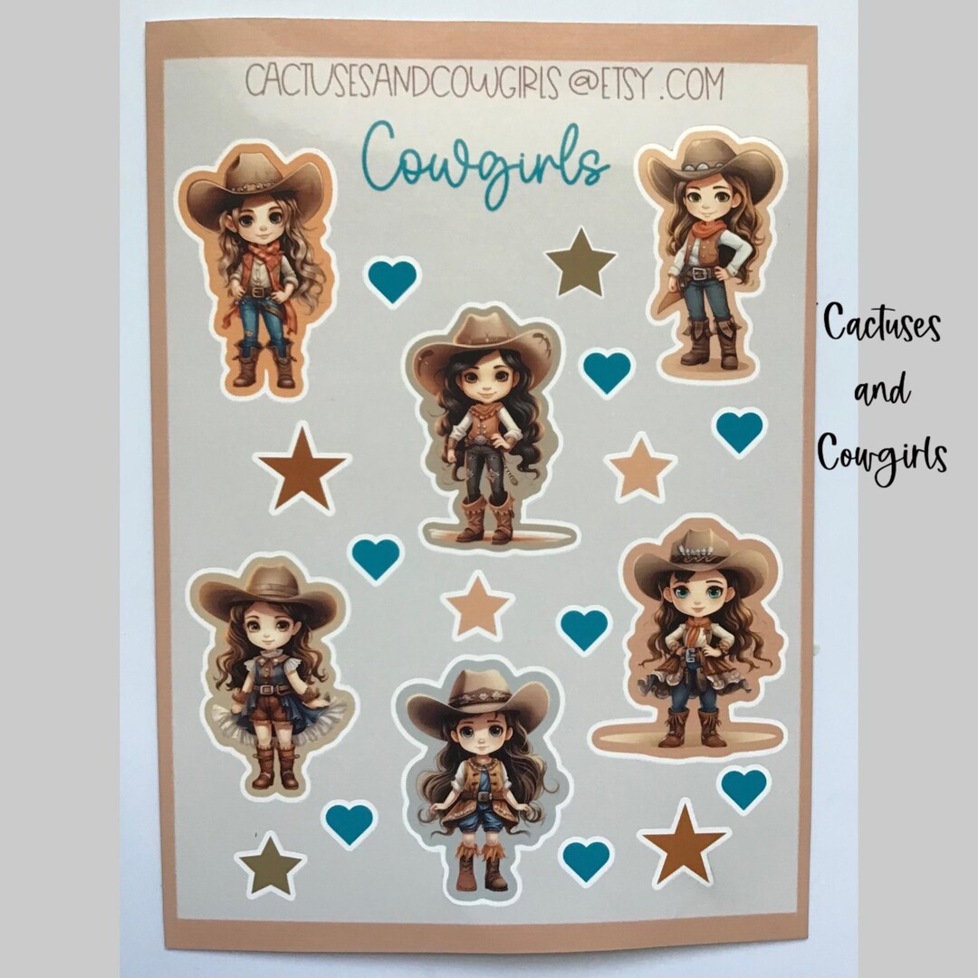 Cowgirl Sticker Sheet, Cowgirl Decal Sheet, Cowgirl Stickers - Etsy
