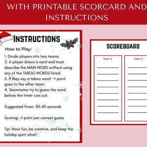 Printable Christmas Taboo Game, Holiday Party Games, Forbidden Words ...