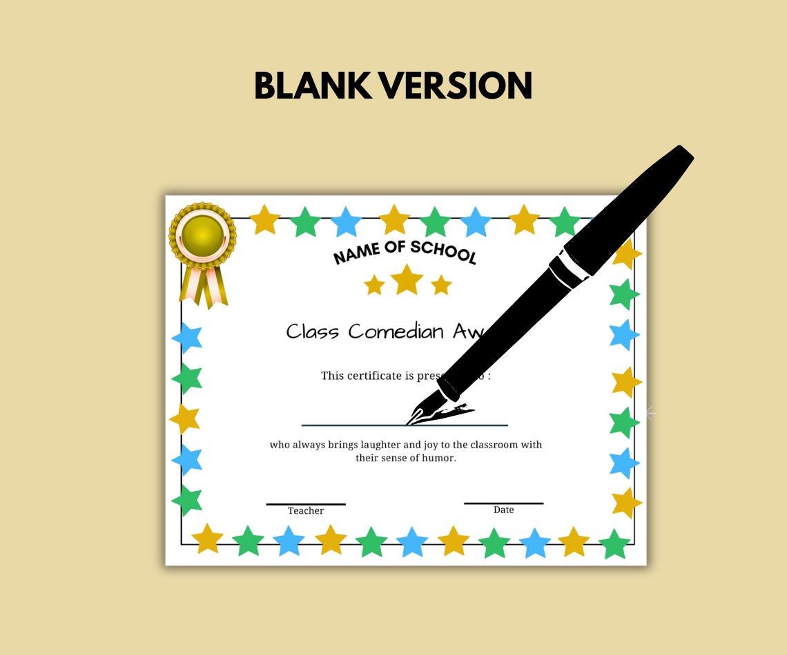 Printable Classroom Awards Certificate Template, End of Year ...