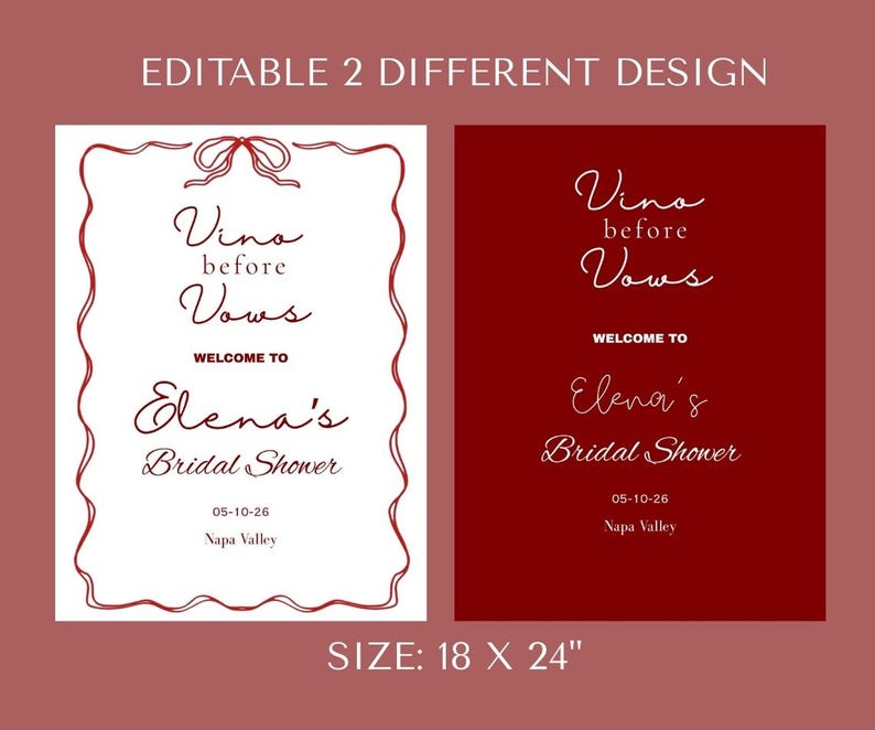 Editable Vino Before Vows Bridal Shower Game Bundle, Free Welcome Sign ...