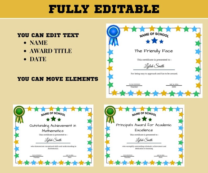 Printable Classroom Awards Certificate Template, End of Year ...