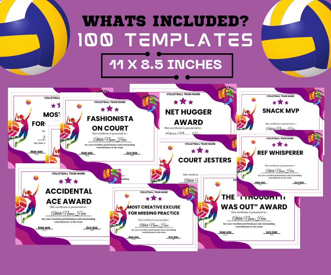 Editable Volleyball Awards Template, 100 Volleyball Awards, Superlative ...