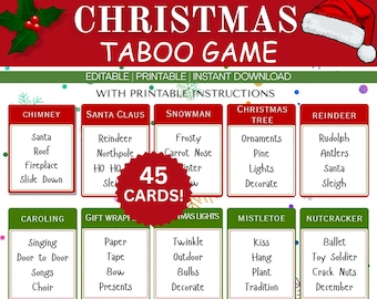 Printable Christmas Taboo Game, Holiday Party Games, Forbidden Words ...