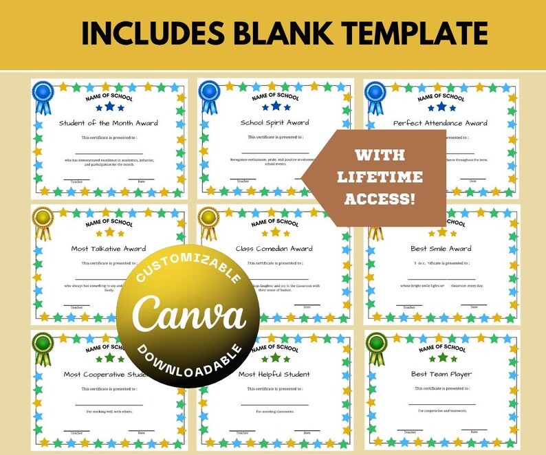 Printable Classroom Awards Certificate Template, End of Year ...