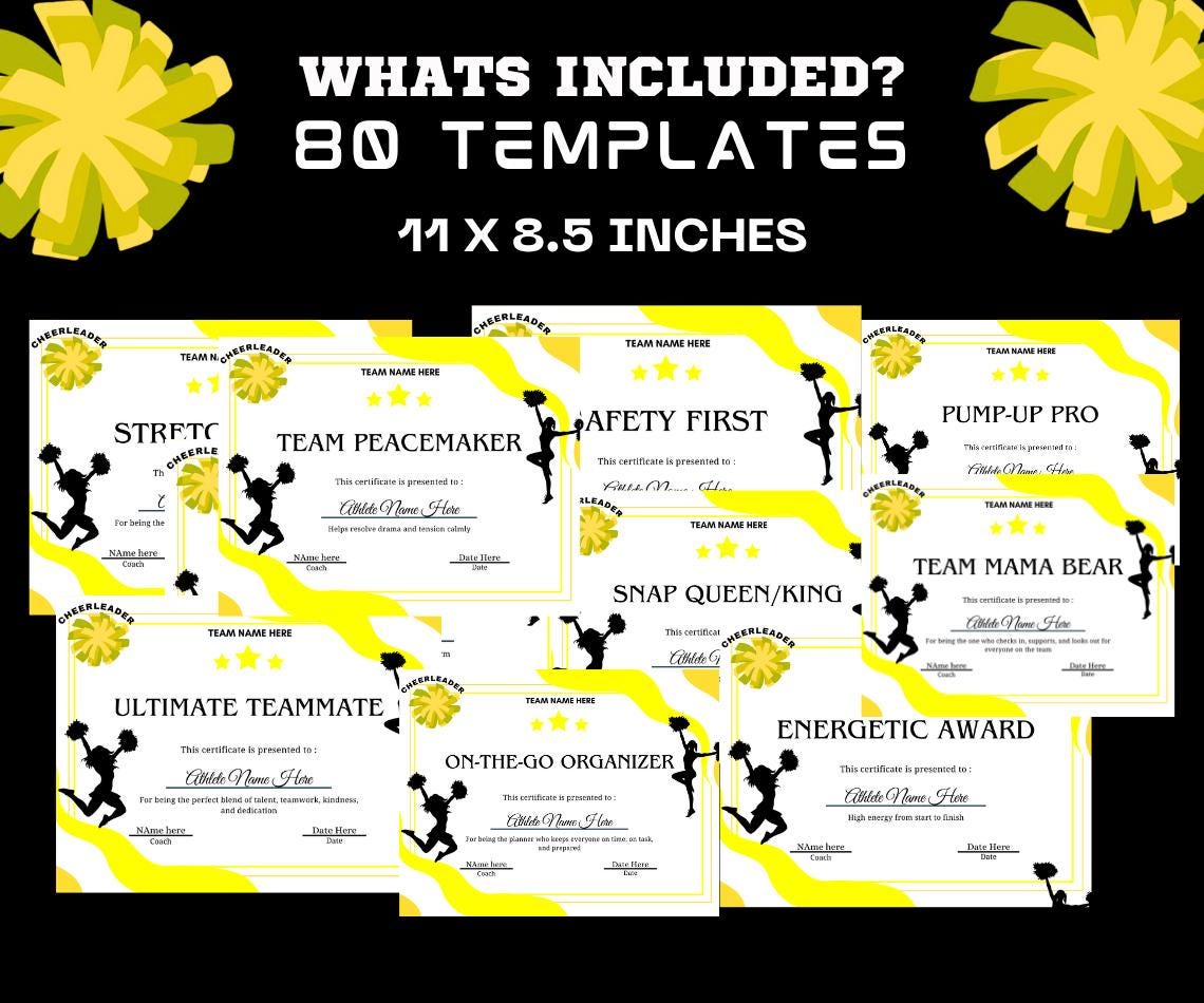 Editable Cheerleading Awards Certificate Templates: 80+ End of Year ...