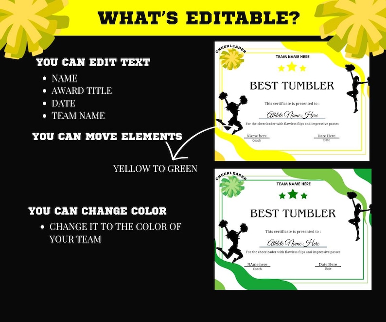 Editable Cheerleading Awards Templates: 80+ End of Year Banquet Awards ...