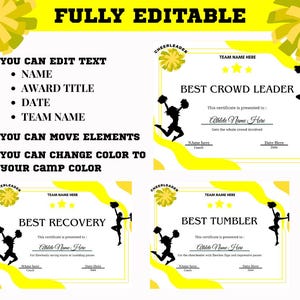 Editable Cheerleading Awards Certificate Templates: 80+ End of Year ...
